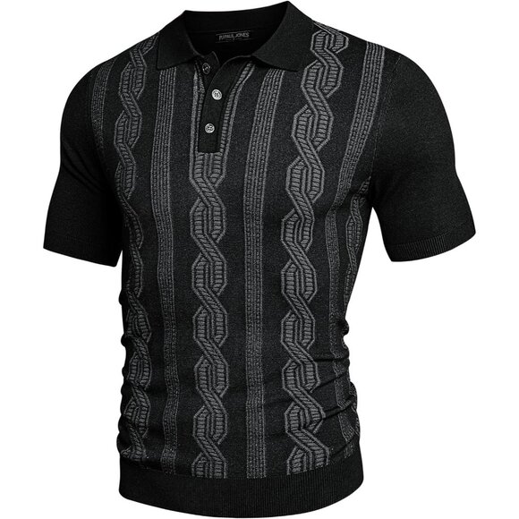 Shirts | Mens Black Vintage Polo Shirts Casual Pattern Knit Golf Polo ...